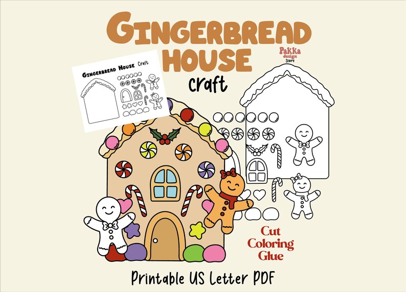 Gingerbread House Christmas Paper Craft | Printable Build-a-house ...