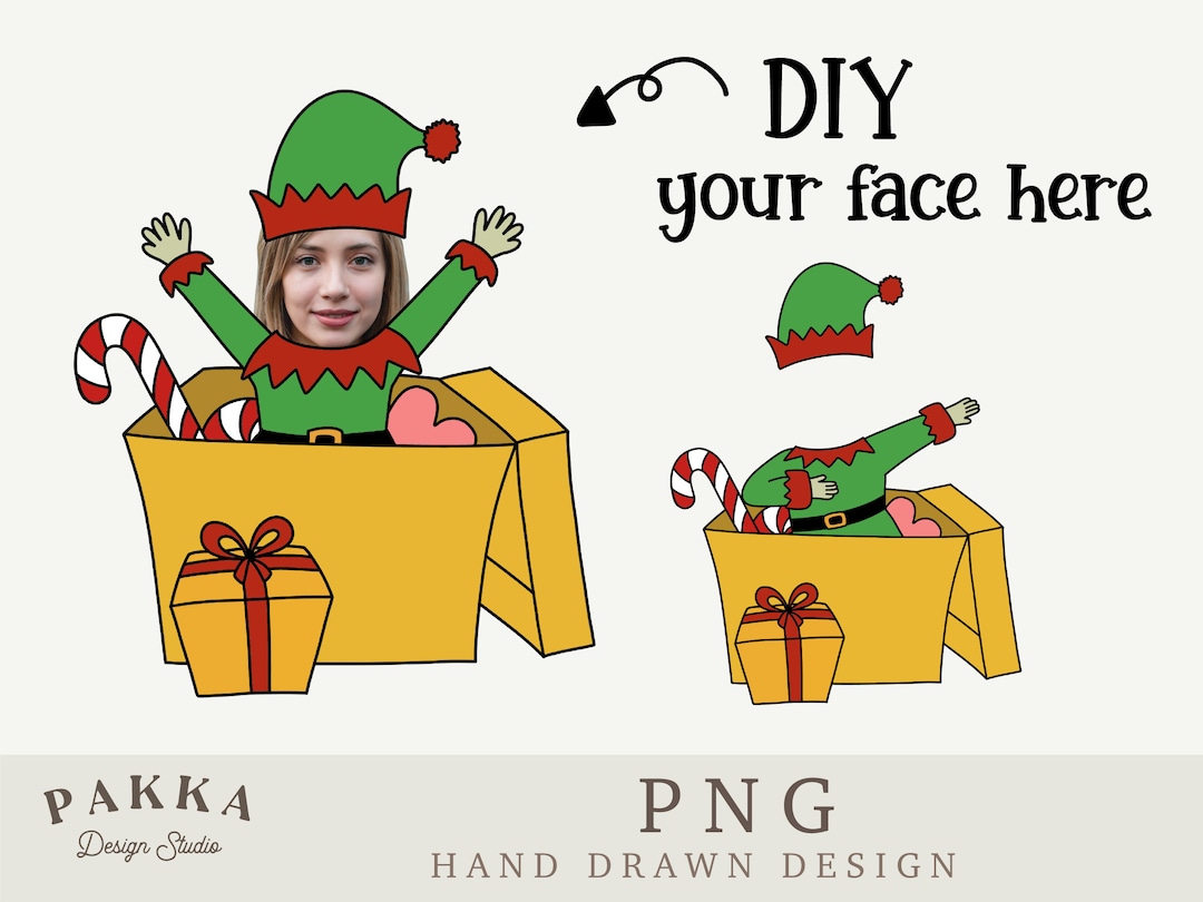 Elf Face Blank in Gift Box Bundle, Add Your Own Photo, Diy Template ...