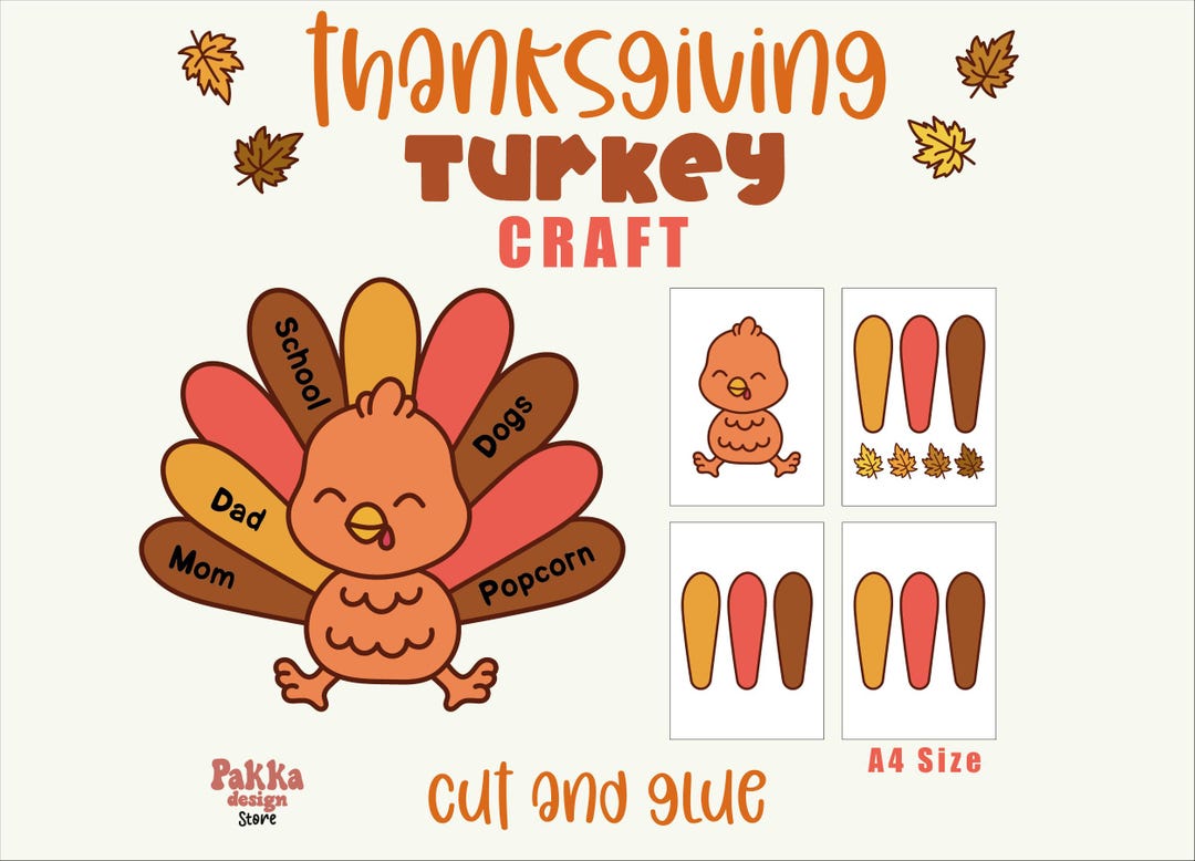 Thanksgiving Turkey Craft Template | Thankful & Grateful Turkey ...