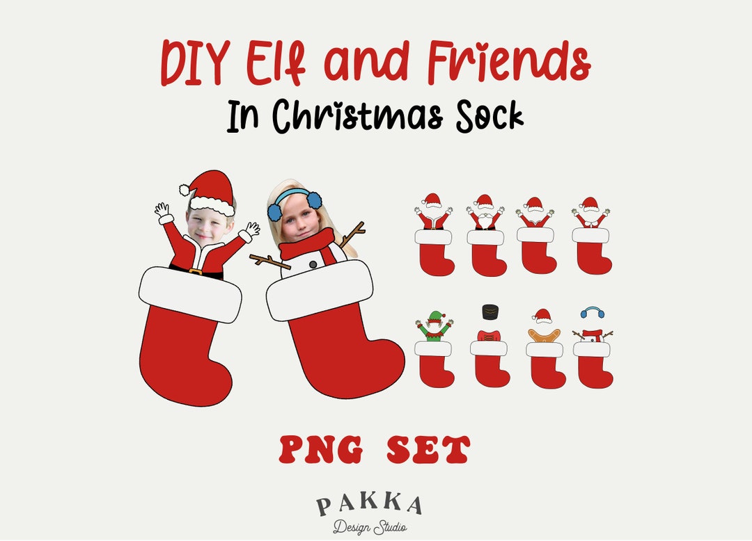 NEW Elf Face Blank and Friend in Christmas Sock Bundle, Add Your Own ...