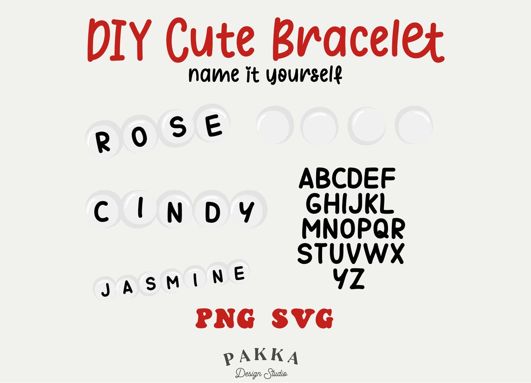 DIY Letter Beads Clip Art Set,friendship Bracelet,alphabet,black and ...