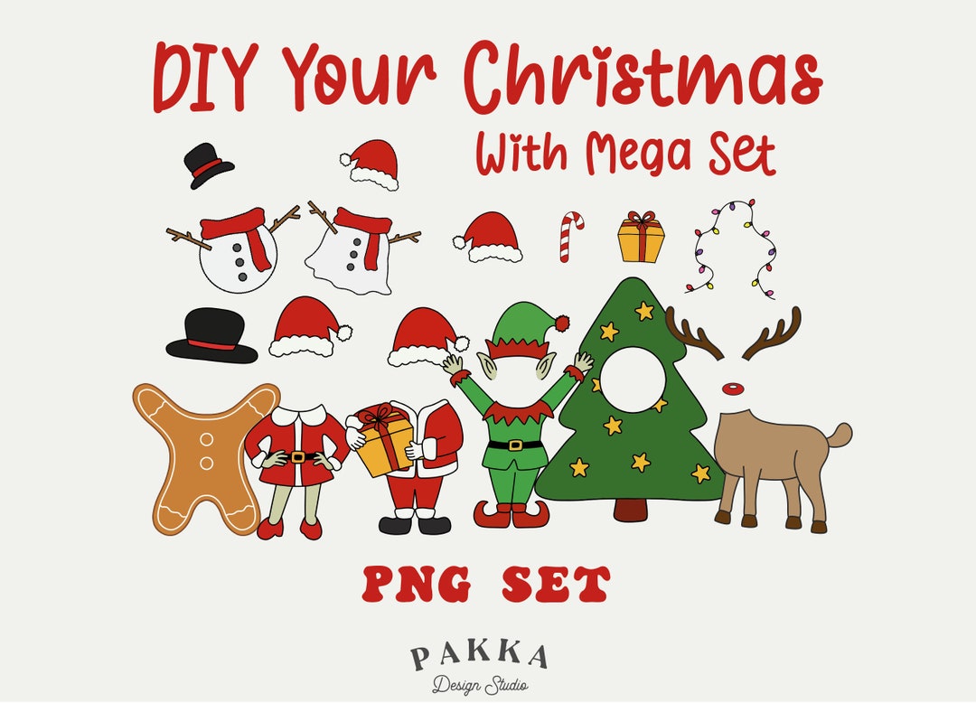 Elf Face Blank Mega Bundle,add Your Own Photo,diy Template,santa ...