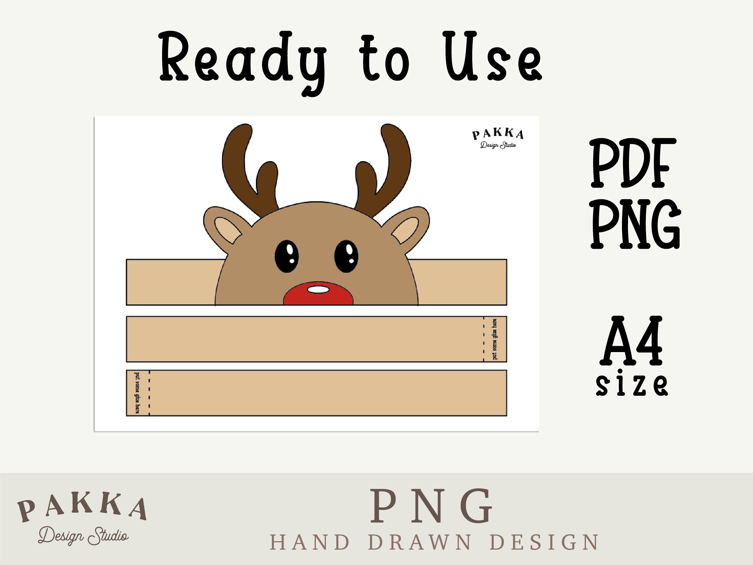 Paper Crown Hat, Christmas Reindeer Face, Printable Kids Craft, DIY ...