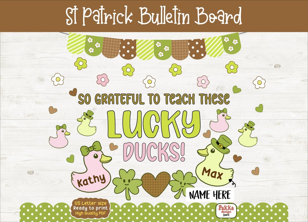 St Patricks Day Bulletin Board Kit | Lucky Ducks Classroom Door Display ...