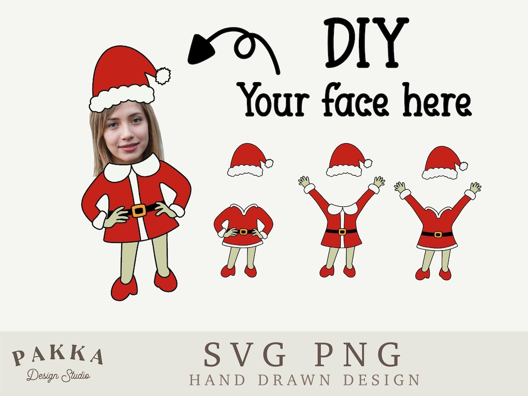 Santa Girl Face Blank Bundle Add Your Own Photo Diy - Etsy