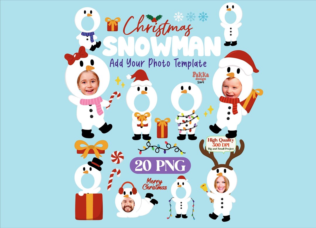 Snowman Add Your Face Christmas Template | Kids Photo Craft | DIY ...