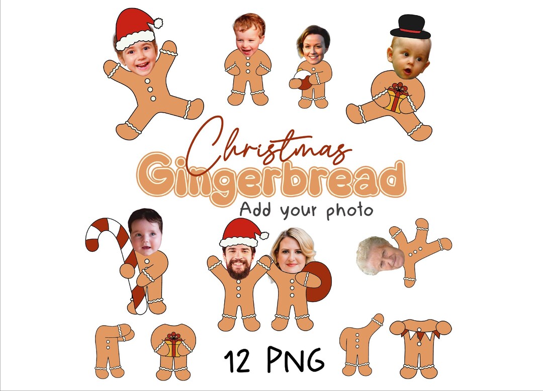 Gingerbread Yourself,family Bundle,diy Photo Cut Out,face Blank ...