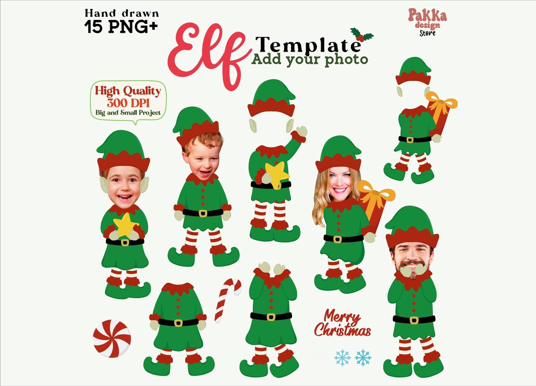 Elf Yourself Templates | Add Your Face Cutout | Editable Photo Frame ...