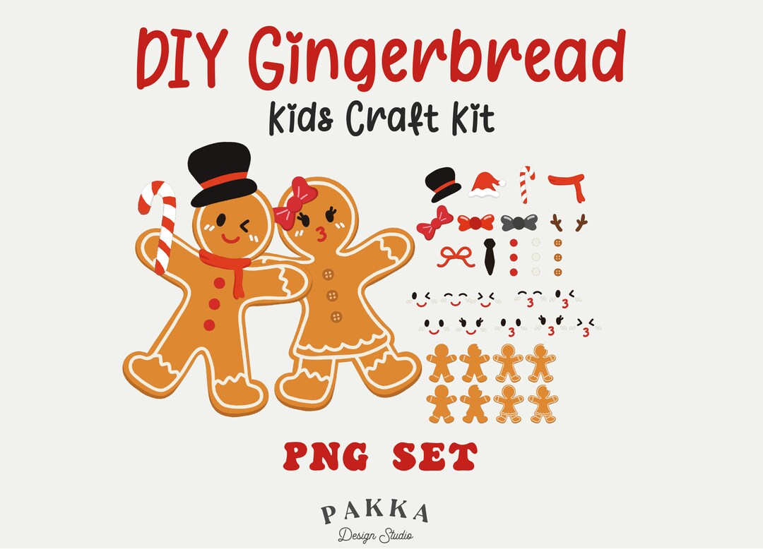 Diy Gingerbread Clipart, Printable Png for Kids Christmas, Gingerbread ...