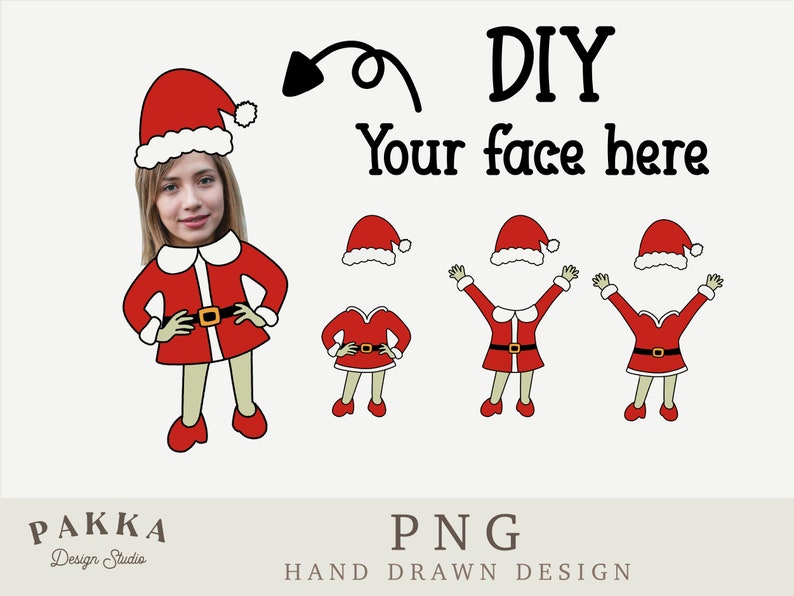 Santa Girl Face Blank Bundle, Add Your Own Photo, Diy Template,photo ...