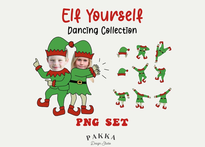 Elf Yourself Template With Dancing Pose, Face Blank Bundle,diy Photo ...