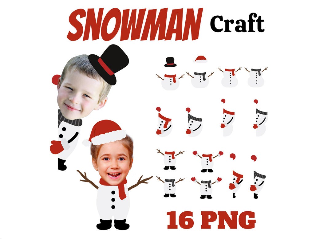 Faceless Snowman Bundle, Customizable Photo Template for Christmas ...