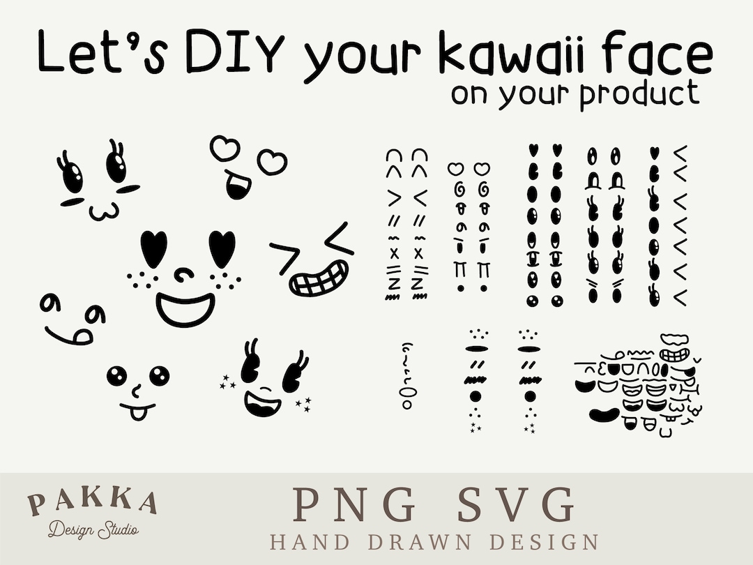 Cute Face SVG,DIY Kawaii Face Bundle Svg,cartoon Eyes,doodle,teacher ...