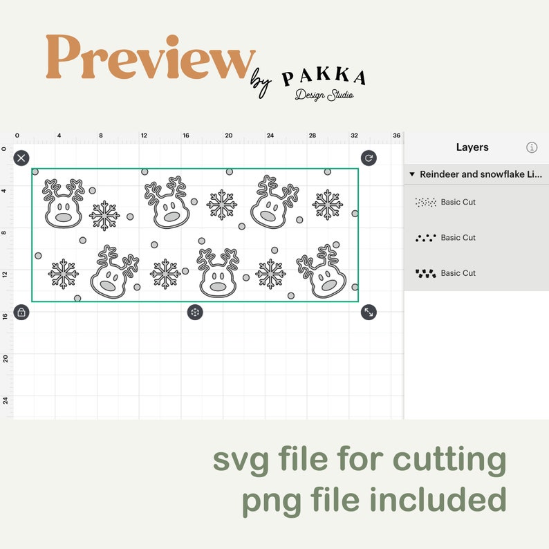Reindeer and Snowflake Glass Can Wrap Svg 16oz Christmas Deer | Etsy