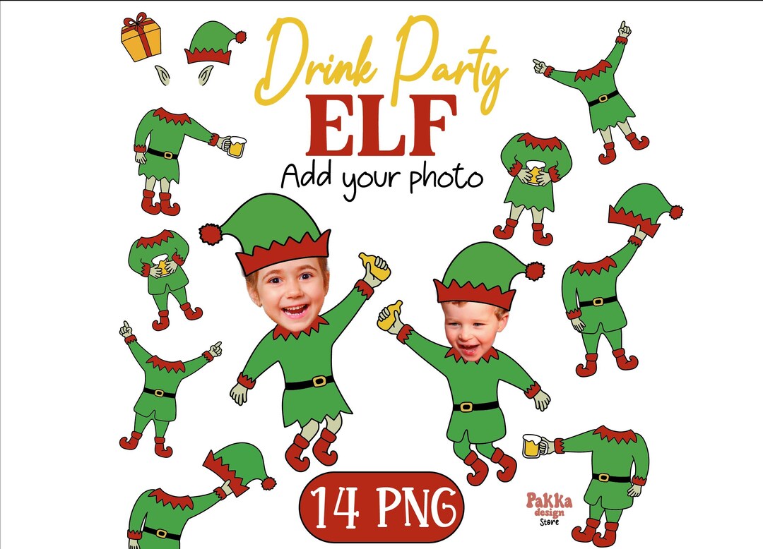 Elf Yourself,drink Party Bundle,diy Photo Cut Out,friend and Coworker ...