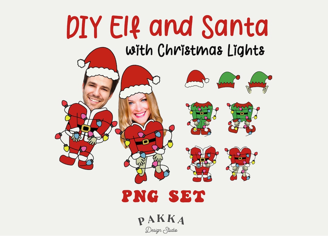Elf With Christmas Lights Face Blank Bundle, Photo Cut Out, Diy ...