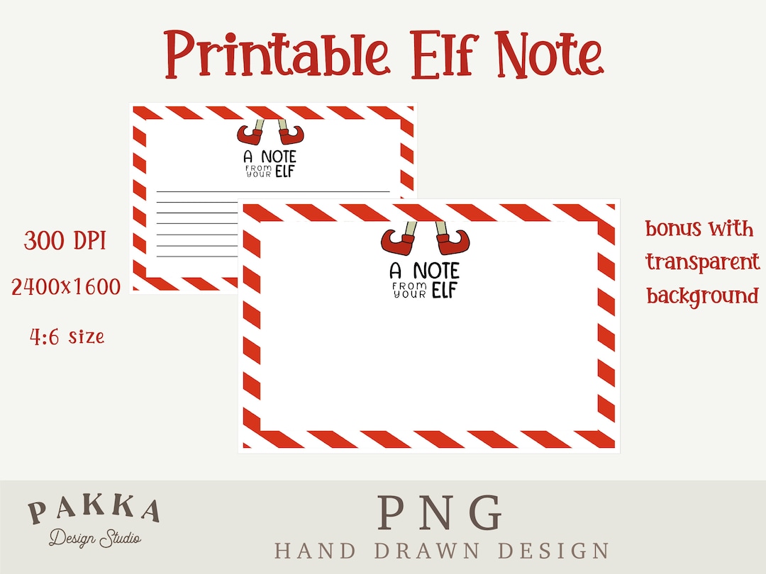 Blank Elf Note Printable,christmas Card Template,transparent,png for ...