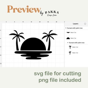 Sunset With Palm Tree Svg,summer,tropical,vacation Svg, Png Svg Cut ...