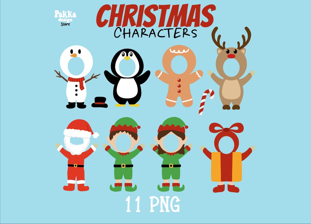 Christmas Characters Bundle,add Your Own Photo,diy Template,photo Cut ...