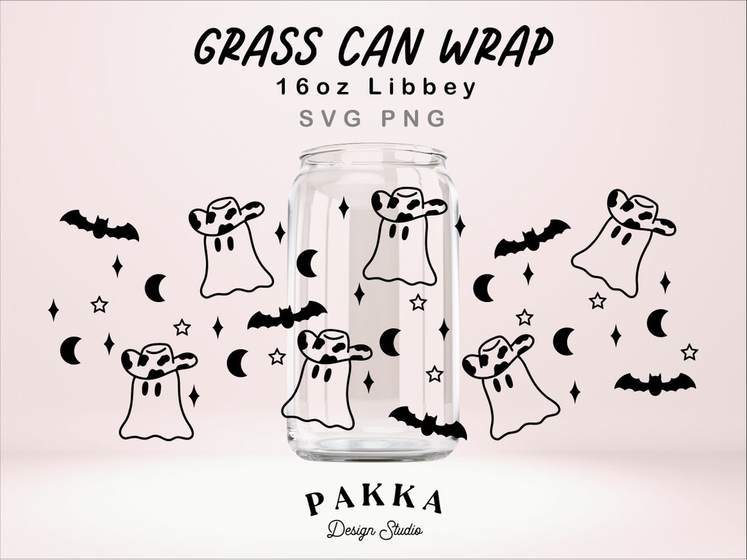 Boo Ghost With Cowboy Hat Svg,16oz Libbey Glass Wrap Template Svg ...