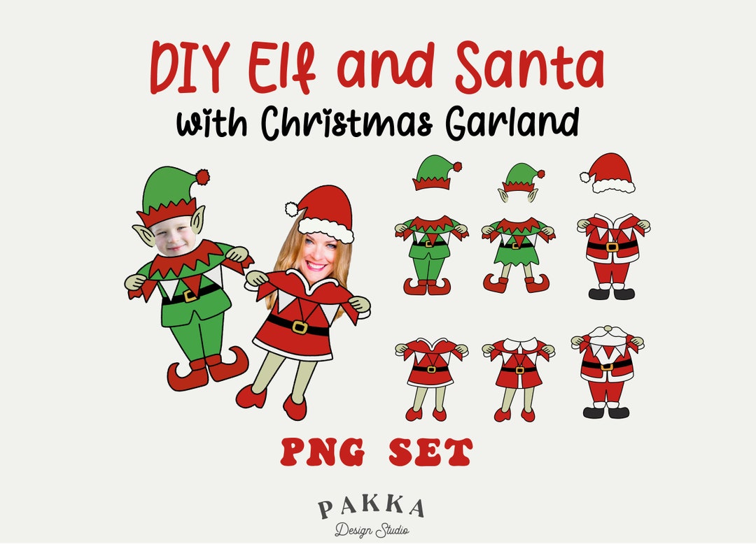 Elf and Santa Face Blank With Christmas Garland Bundle, Kids Craft Kit ...