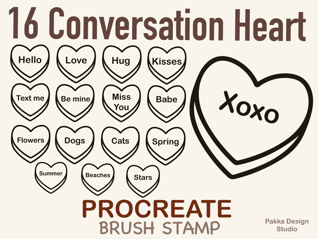 Conversation Heart Procreate Brush Stamps Bundle for Valentine Day Mom ...