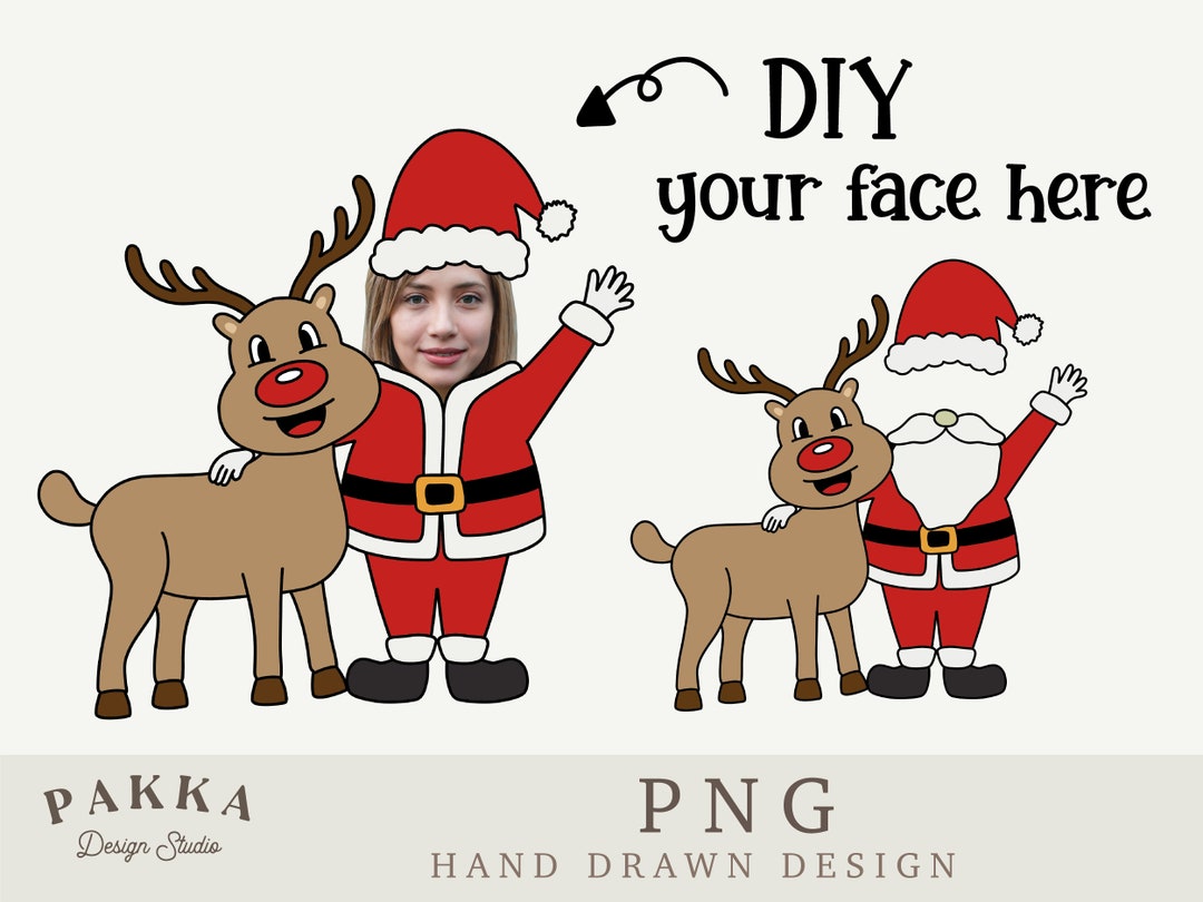 Santa Face Blank Bundle With Reindeer, Add Your Own Photo, Diy Template ...
