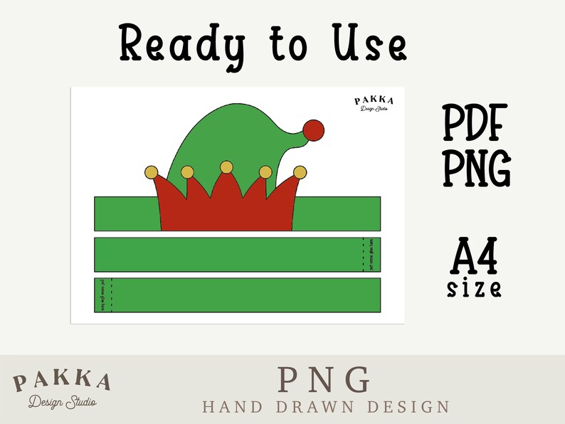 Christmas Elf Paper Crown Template , Printable Kids Craft, DIY Winter ...