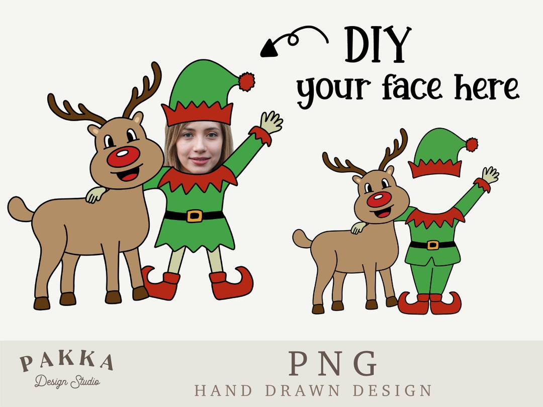 Elf Face Blank Bundle With Reindeer, Add Your Own Photo, Diy Template ...
