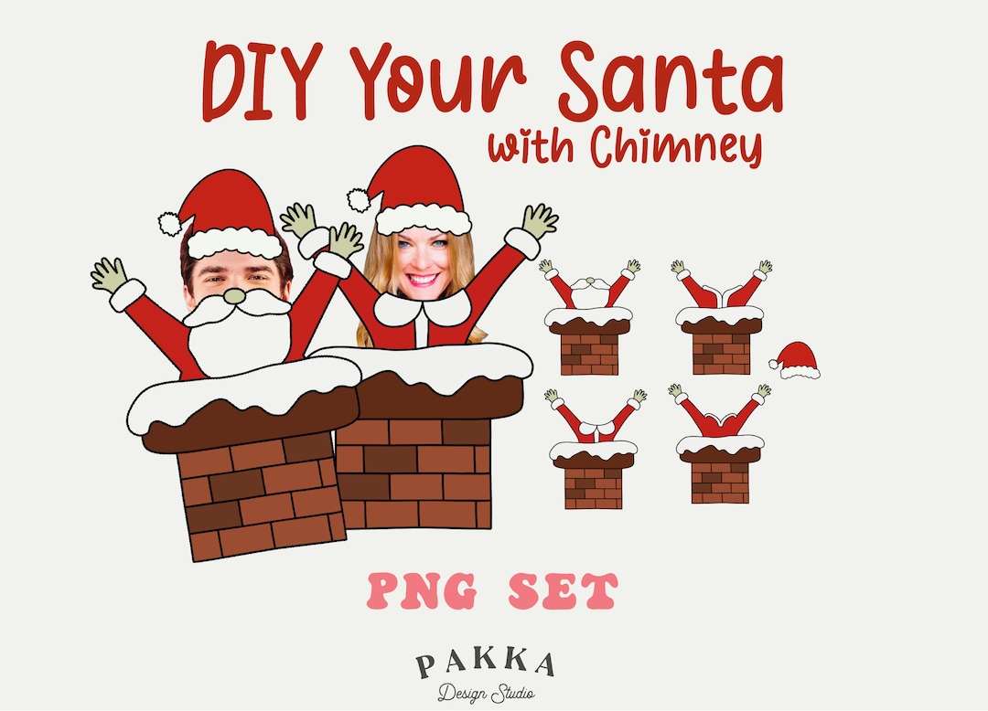Santa Face Blank Bundle With Chimney, Diy Card Template,printable Png ...