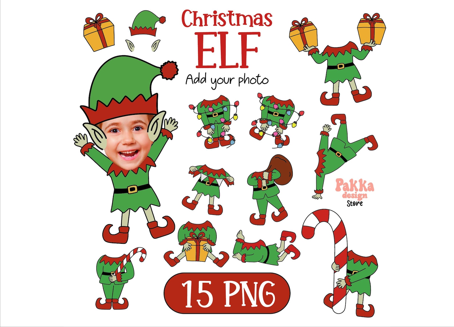 Elf Yourself,boy and Girl Bundle,diy Photo Cut Out,face Blank Template ...