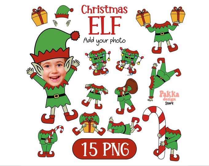 Elf Yourself,boy and Girl Bundle,diy Photo Cut Out,face Blank Template ...