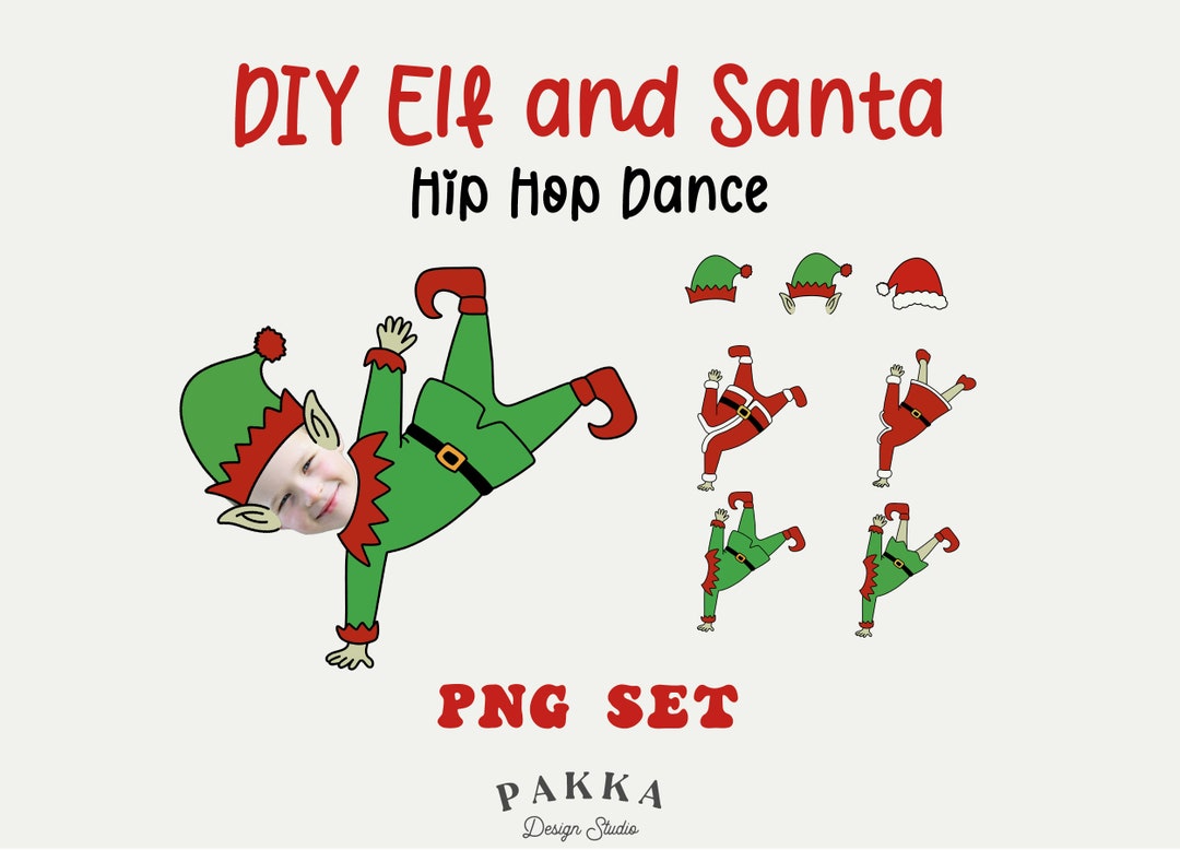 Elf and Santa Hip Hop Dance Blank Bundle, Photo Cut Out, Diy Template ...