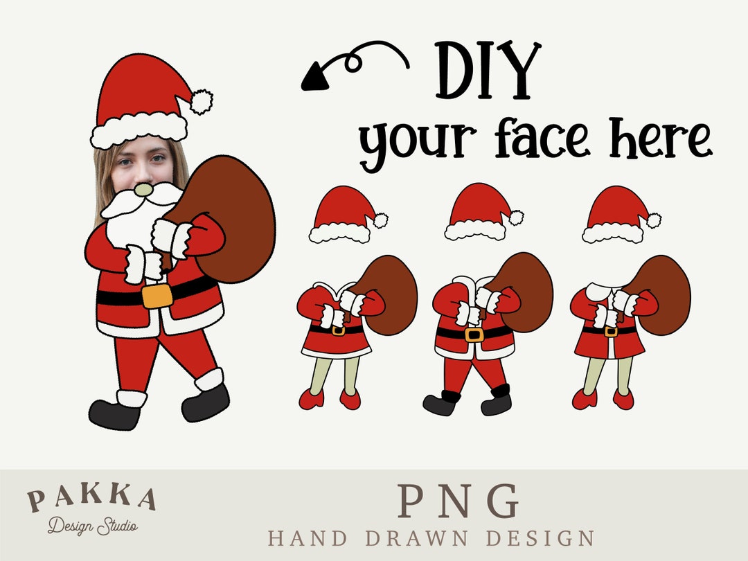 Funny Santa Face Blank With Bag Bundle, Add Your Own Photo, Diy ...