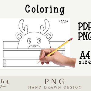 Paper Crown Hat, Christmas Reindeer Face, Printable Kids Craft, DIY ...