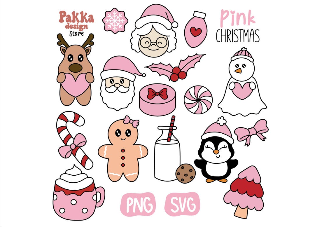 Cute Christmas Clipart,pink Christmas Png,girly Coquette Bow,christmas ...