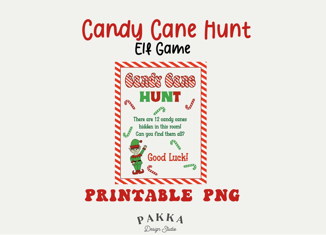 Printable Candy Cane Hunt,christmas Elf Game for Kids Activity,digital ...