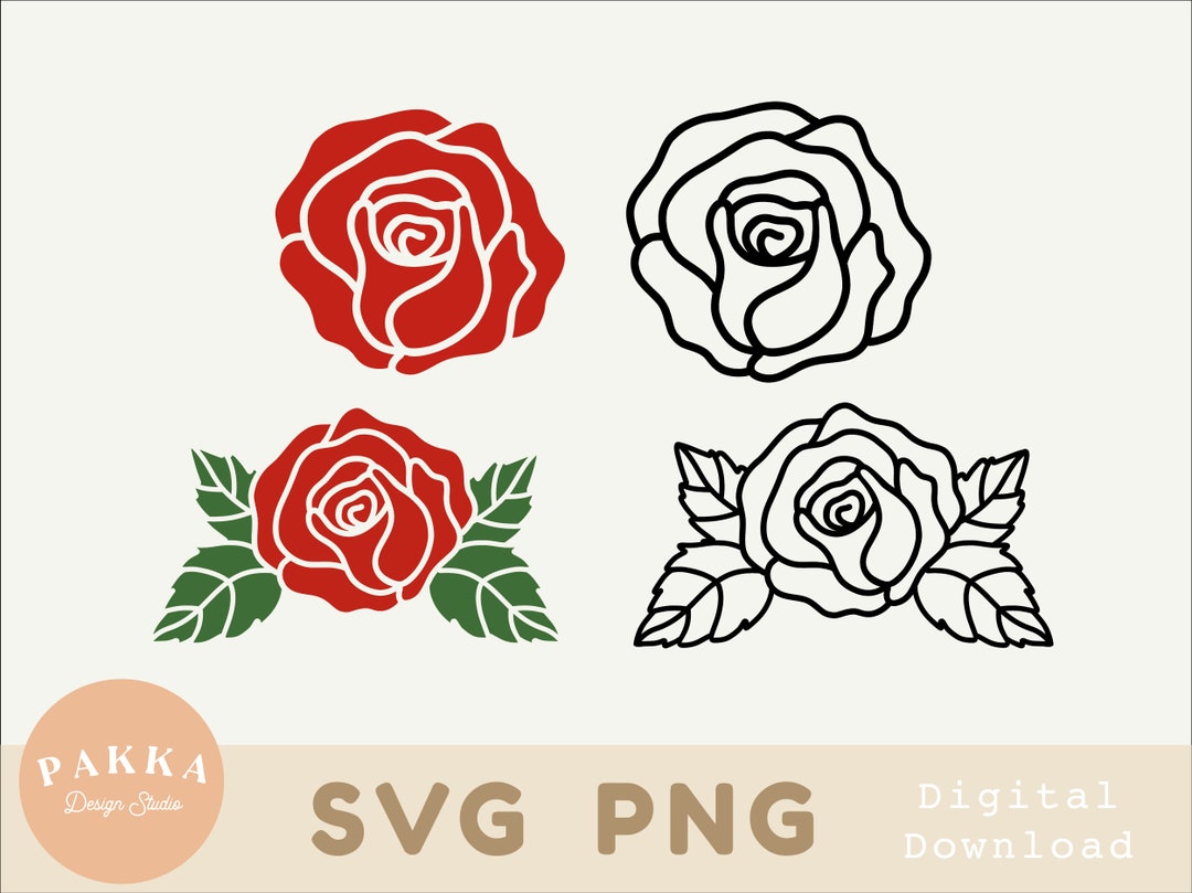 Red Rose SVG PNG Bundle, Wedding Valentine Clipart (digital Download ...