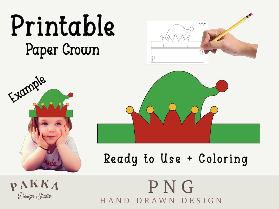 Christmas Elf Paper Crown Template , Printable Kids Craft, DIY Winter ...