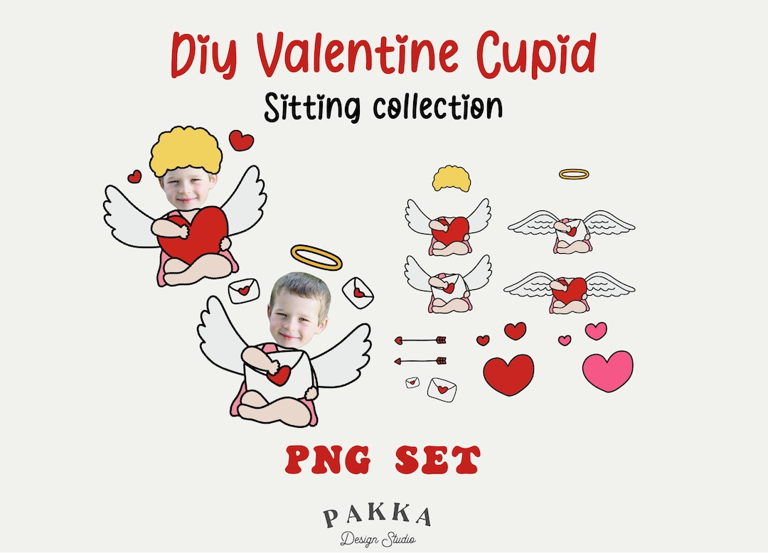 Valentine Cupid Face Blank Sitting Bundle, Add Your Own Photo, Diy ...