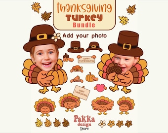 Add Your Photo Thanksgiving Characters Frames, Pilgrim, Indian, Turkey ...