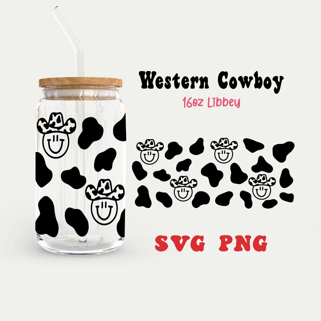 Western Smile Face With Cowboy Hat Svg,beer Can Glass Svg, 16oz Libbey ...