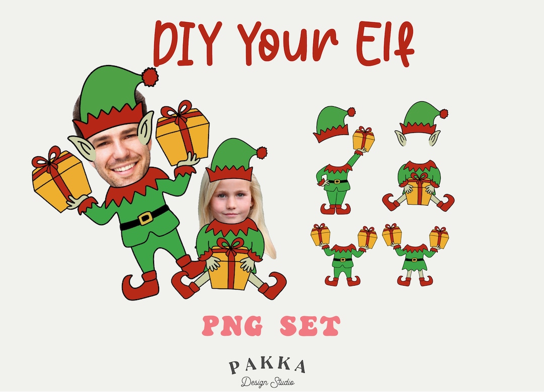 Elf Face Blank Bundle, Add Your Own Photo, Diy Template, Digital Sticker, Elf Suit Prop ...