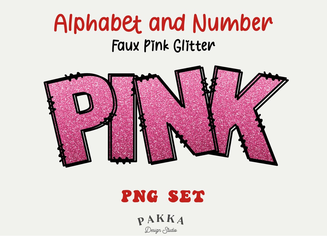 Faux Pink Glitter Valentines Day Doodle Letters, Printable PNG for ...