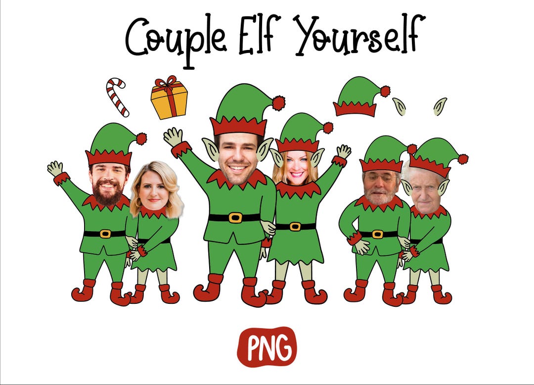 Elf Yourself,funny Couple Bundle,diy Photo Cut Out,elf Photo Ornament ...
