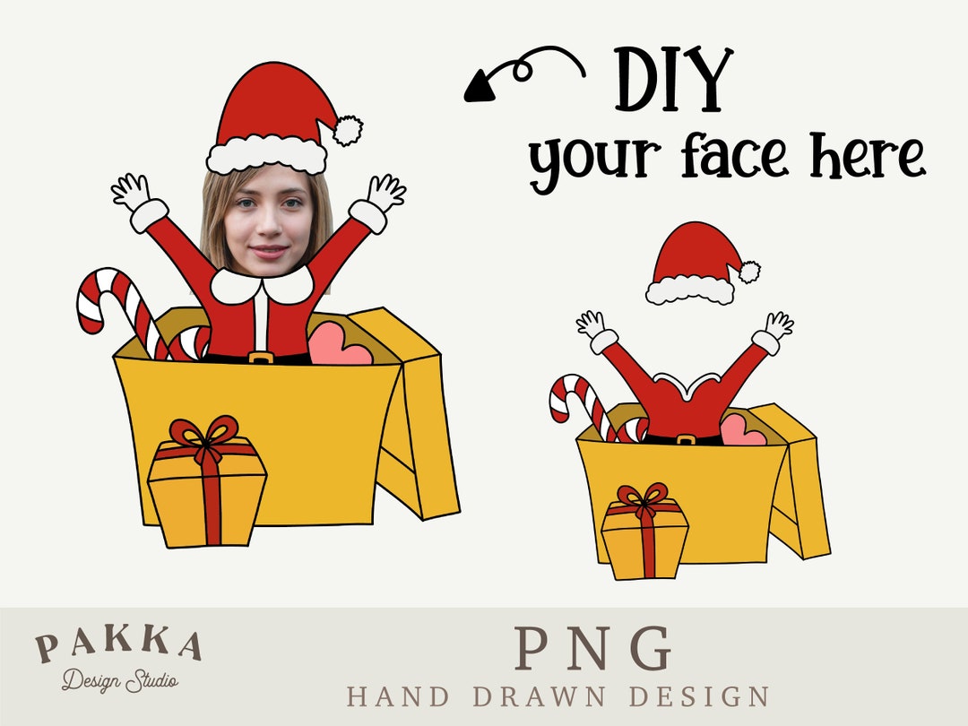 Santa Girl Face Blank in Gift Box Bundle, Add Your Own Photo, Diy ...