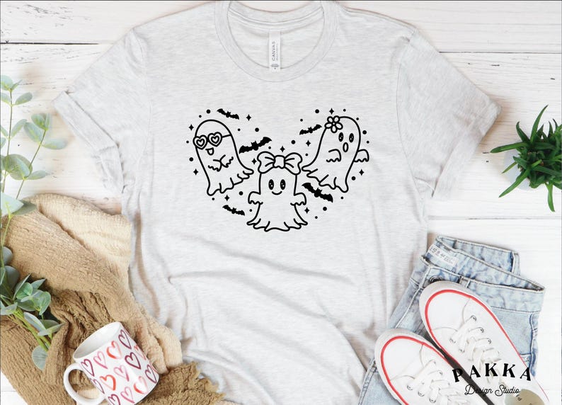 Girly Ghost Heart Svg,spooky Season Svg,bow,flower,retro,boo Ghost Clip ...