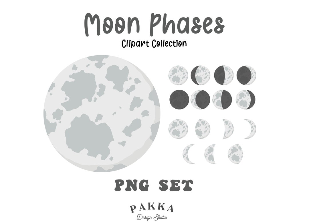 Moon Phases Clip Art,hand Drawn Clipart,png File,digital Download - Etsy