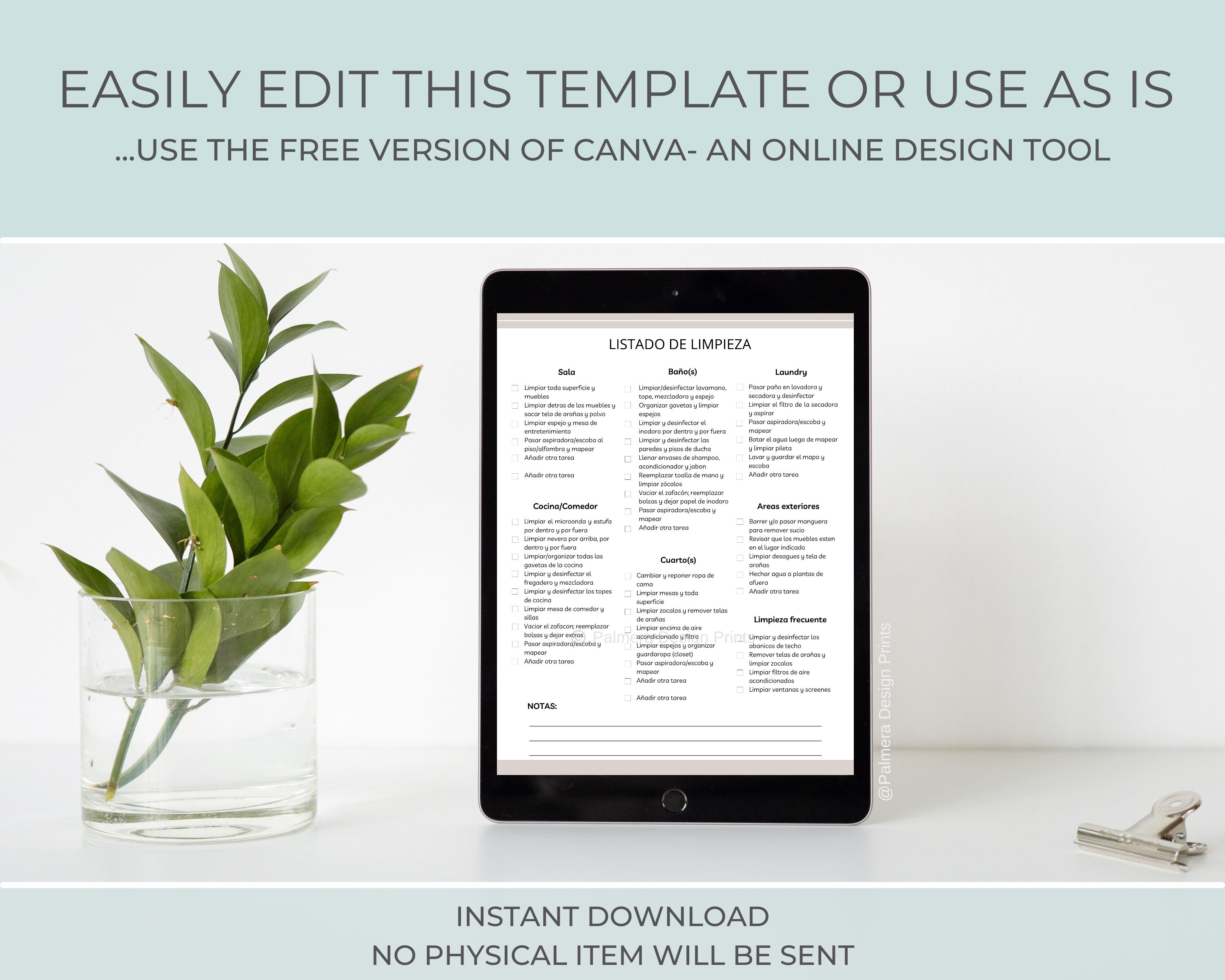 Spanish Cleaning Checklist, Editable Cleaning Planner, House Cleaning ...