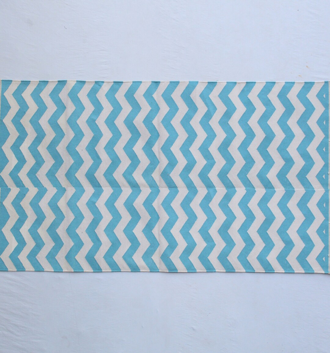 Multiple Sizes Light Blue and White Handmade Rug- Hand Woven High ...